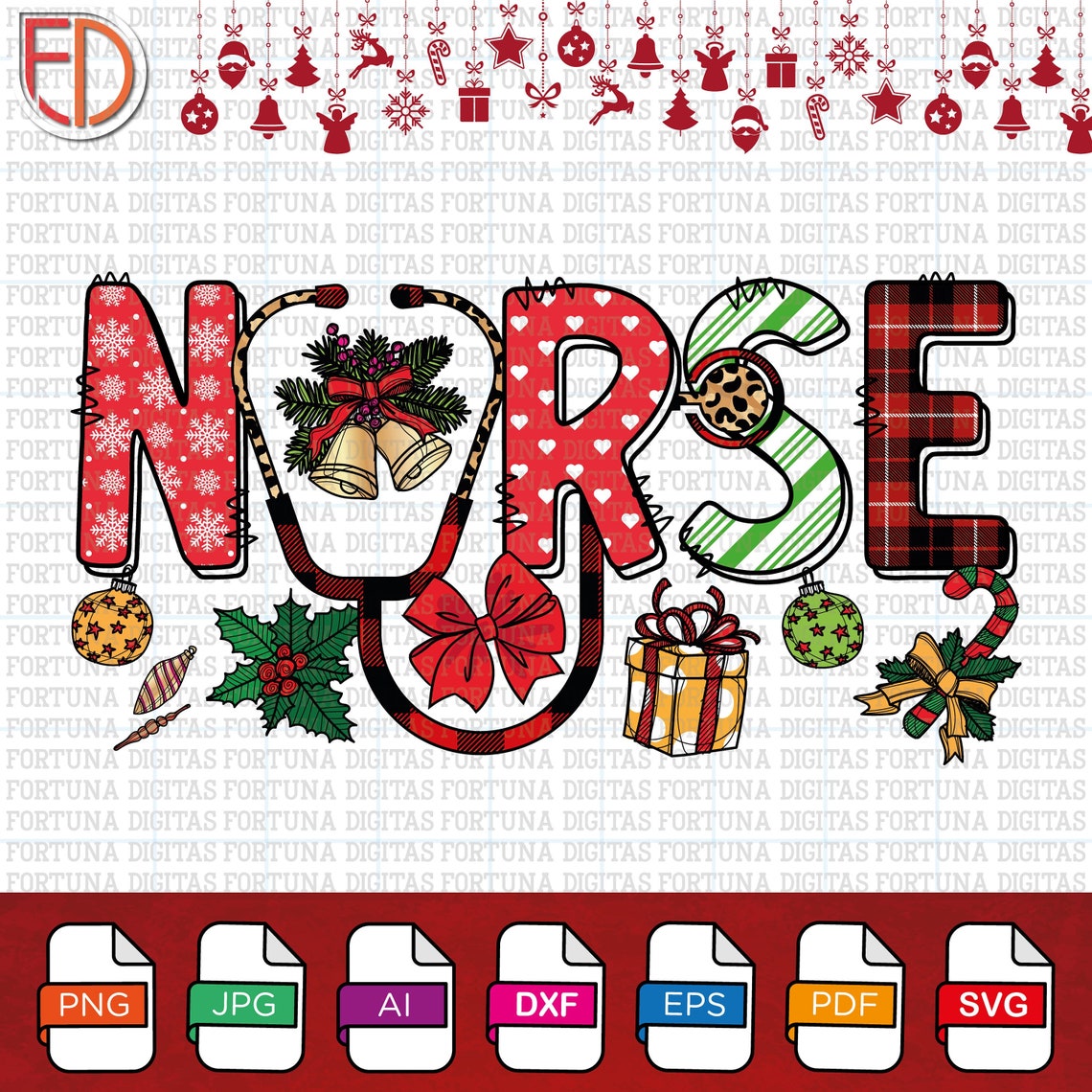 Christmas Nurse SVG Nurse Nursing Stethoscope Nursing - Etsy