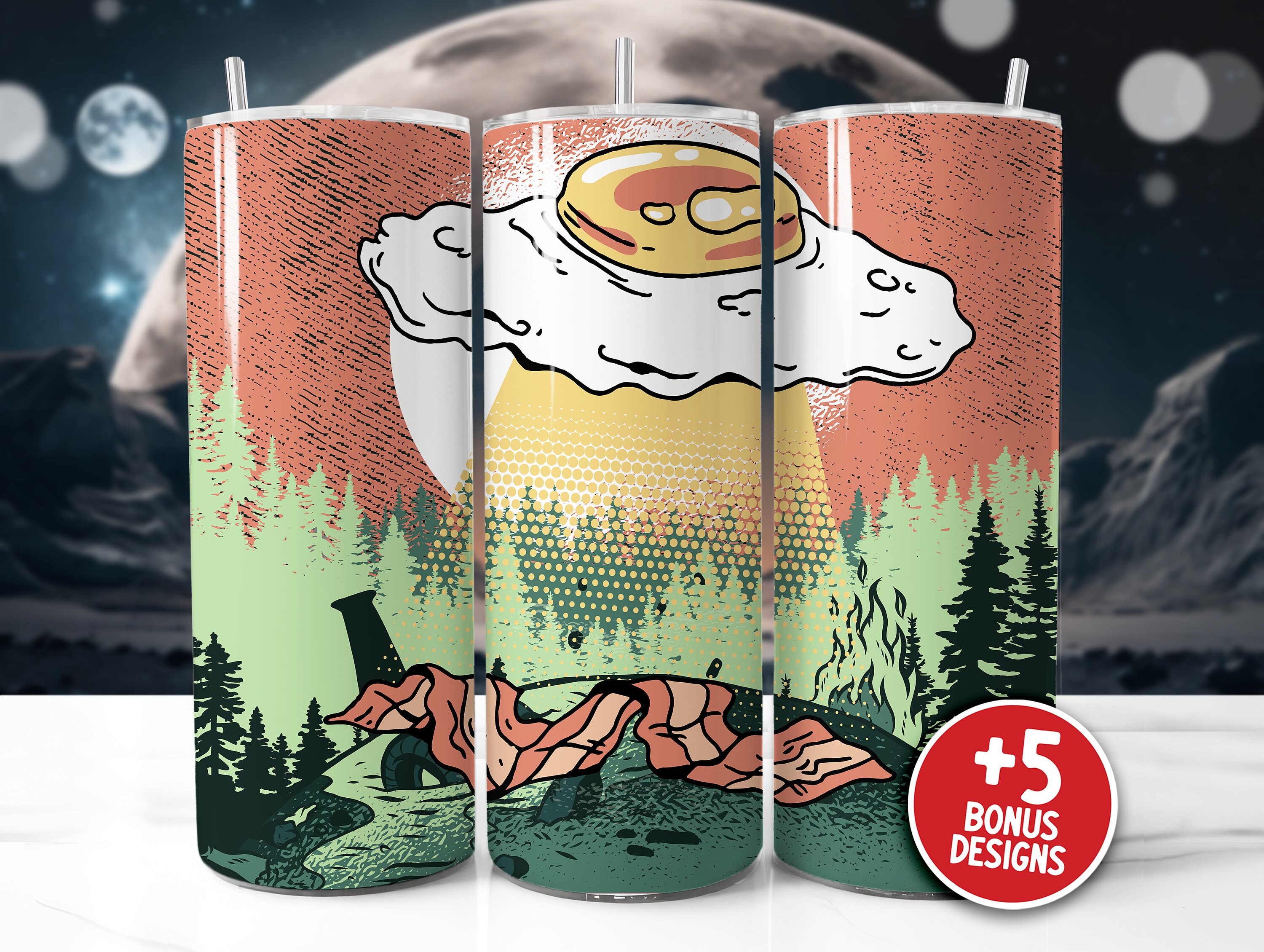 UFO Egg and Bacon Space Tumbler UFO Tumbler 20oz Skinny - Etsy