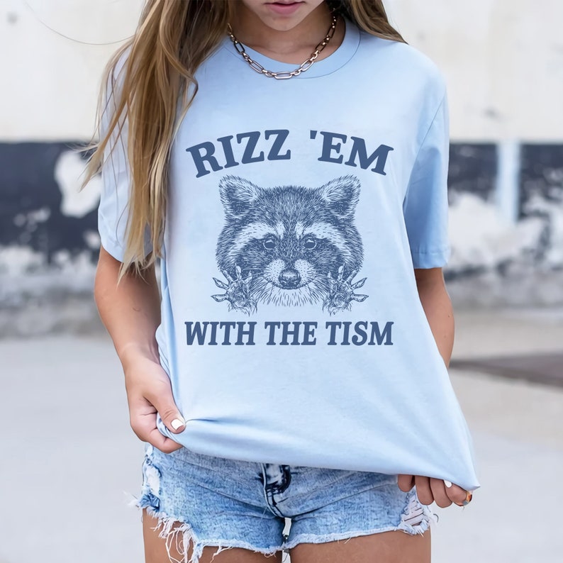 Rizz 'em With the Tism Vintage Drawing Digital File, Funny Raccoon Meme ...