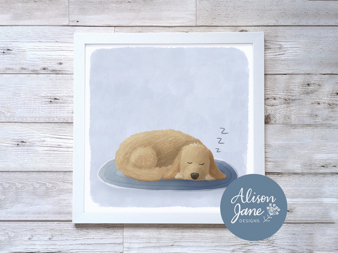 Sleeping Dog Print | Cockapoo Illustration | Cute Character Print ...