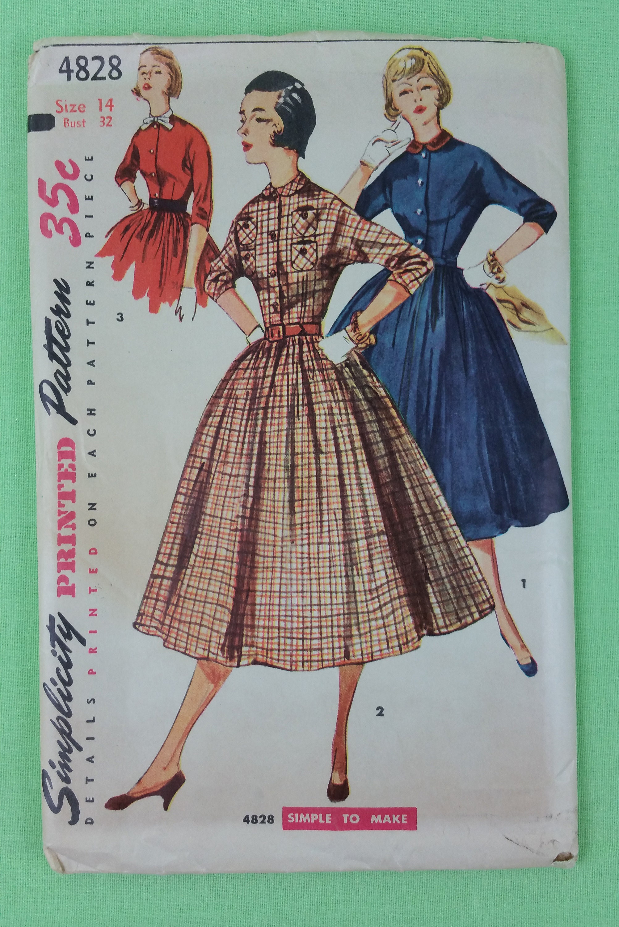 Craft Supplies & Tools Vintage 1950s ORIGINAL Sewing Pattern 4828 Swing ...