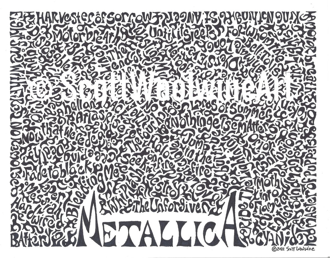 Metallica Songs Drawing - Etsy