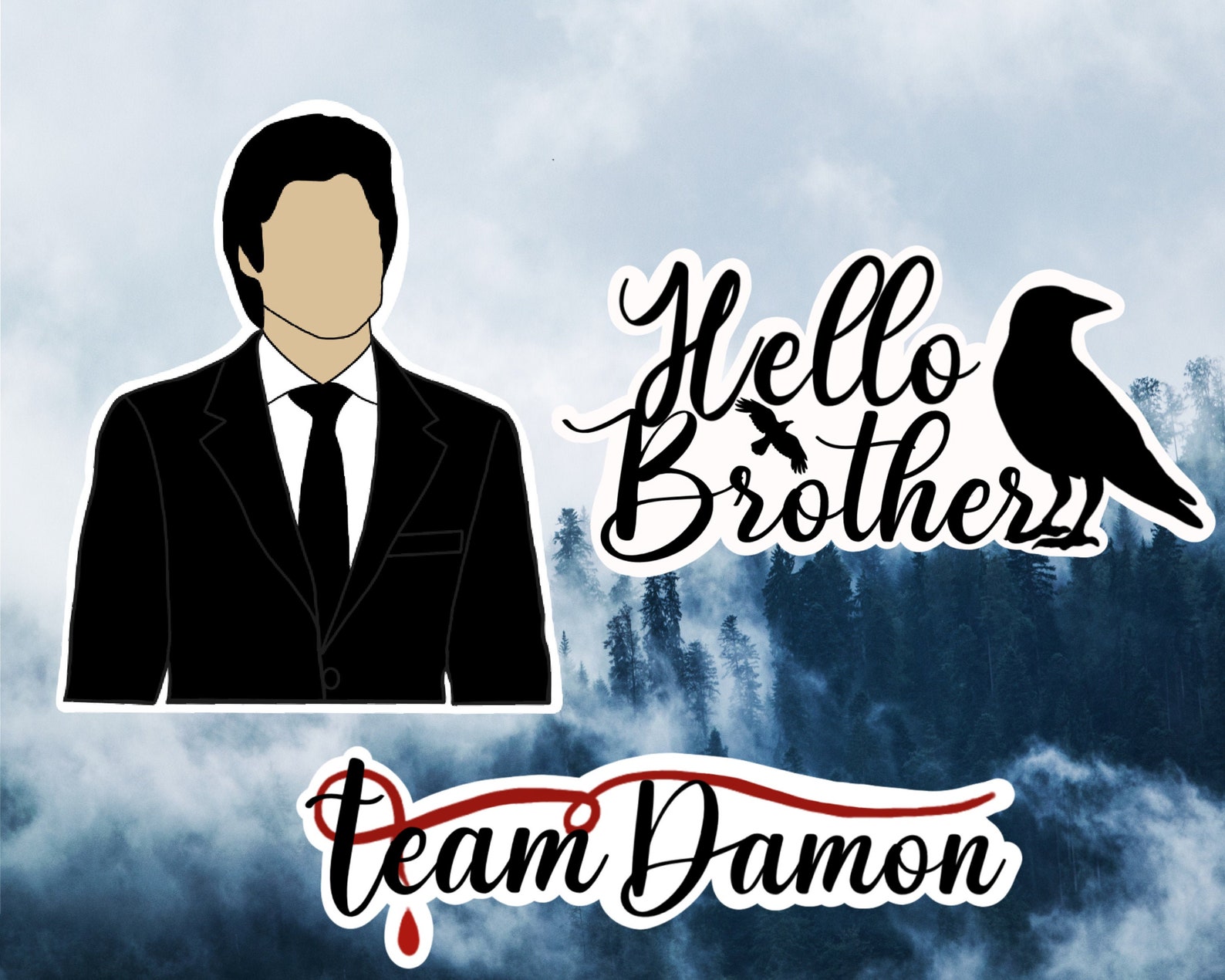Damon Salvatore Sticker Bundle / The Vampire Diaries / | Etsy