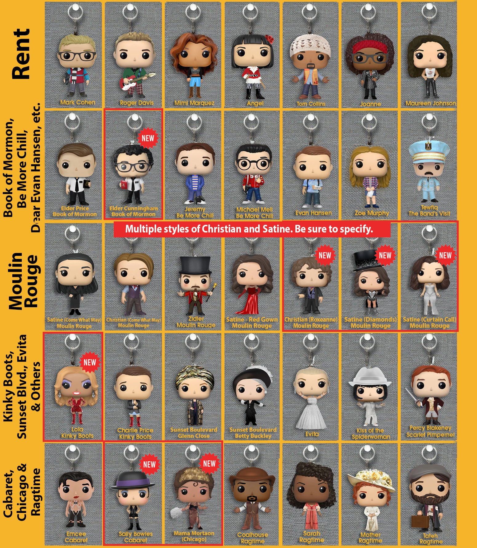 Broadway Pop Acrylic Keychains up to 2.75 Tall Flat 2D - Etsy