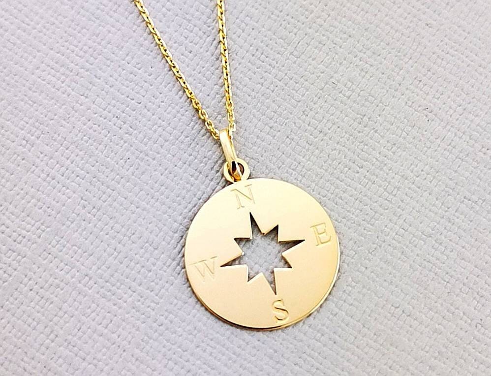 9ct Gold Navigation Compass Pendant Necklace / Charm / | Etsy