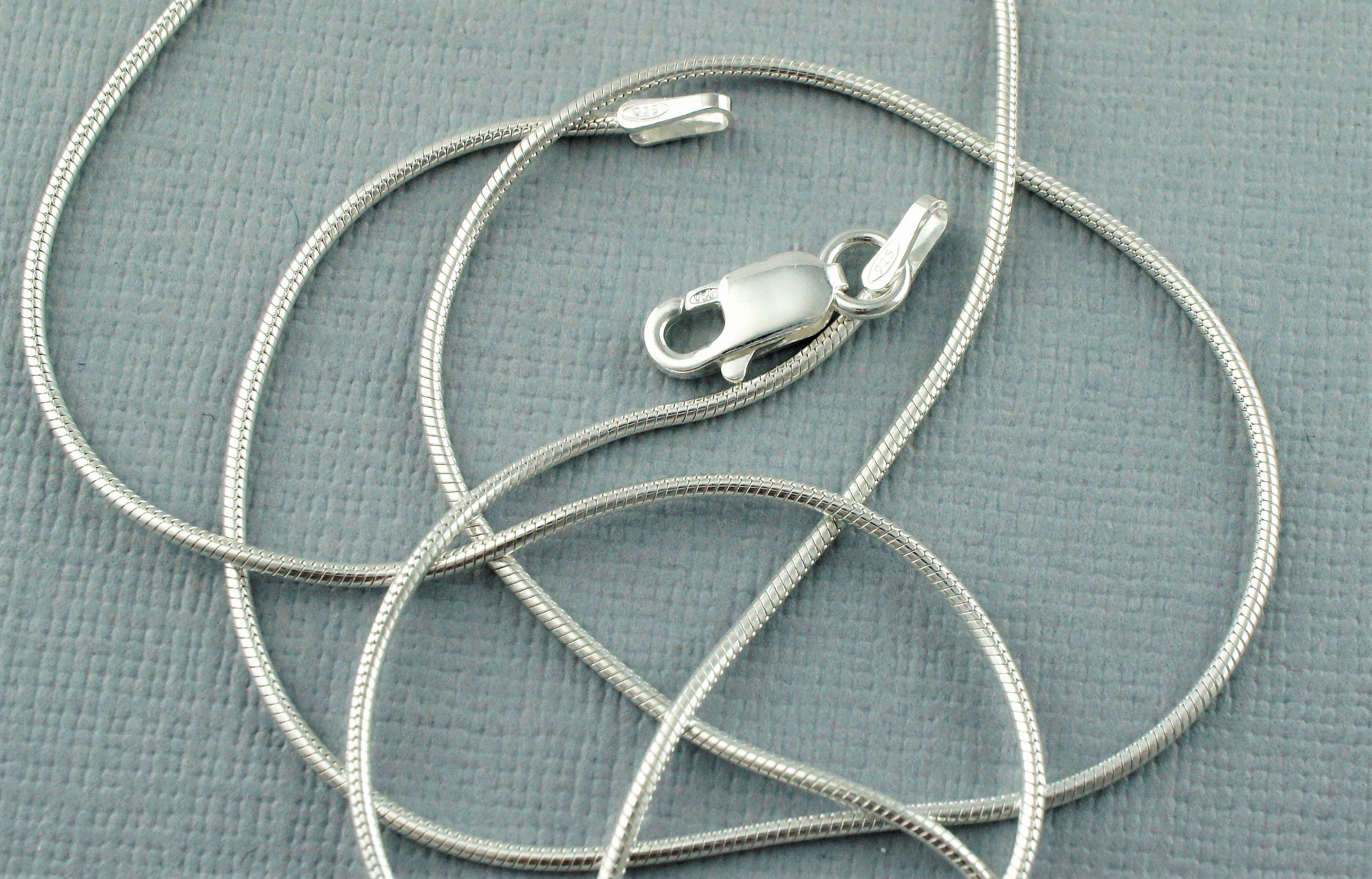 Silver Snake Chain - Solid Silver Snake Chain - Round Snake Chain - 925 ...