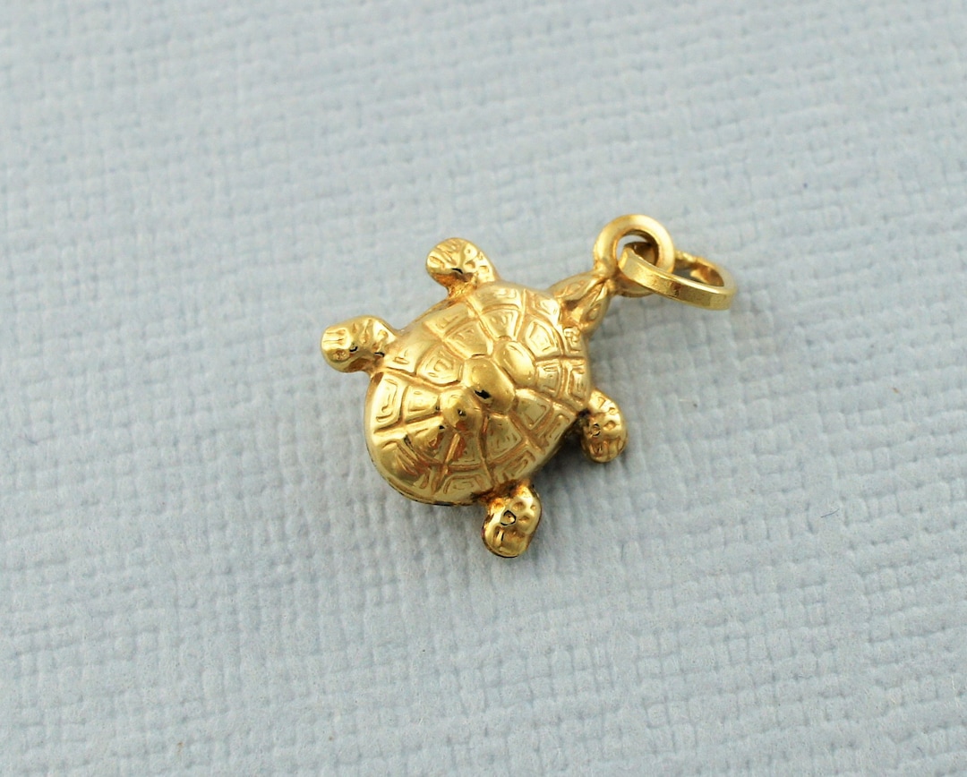 9ct Yellow Gold Turtle Charm | Gold Turtle Pendant - Etsy