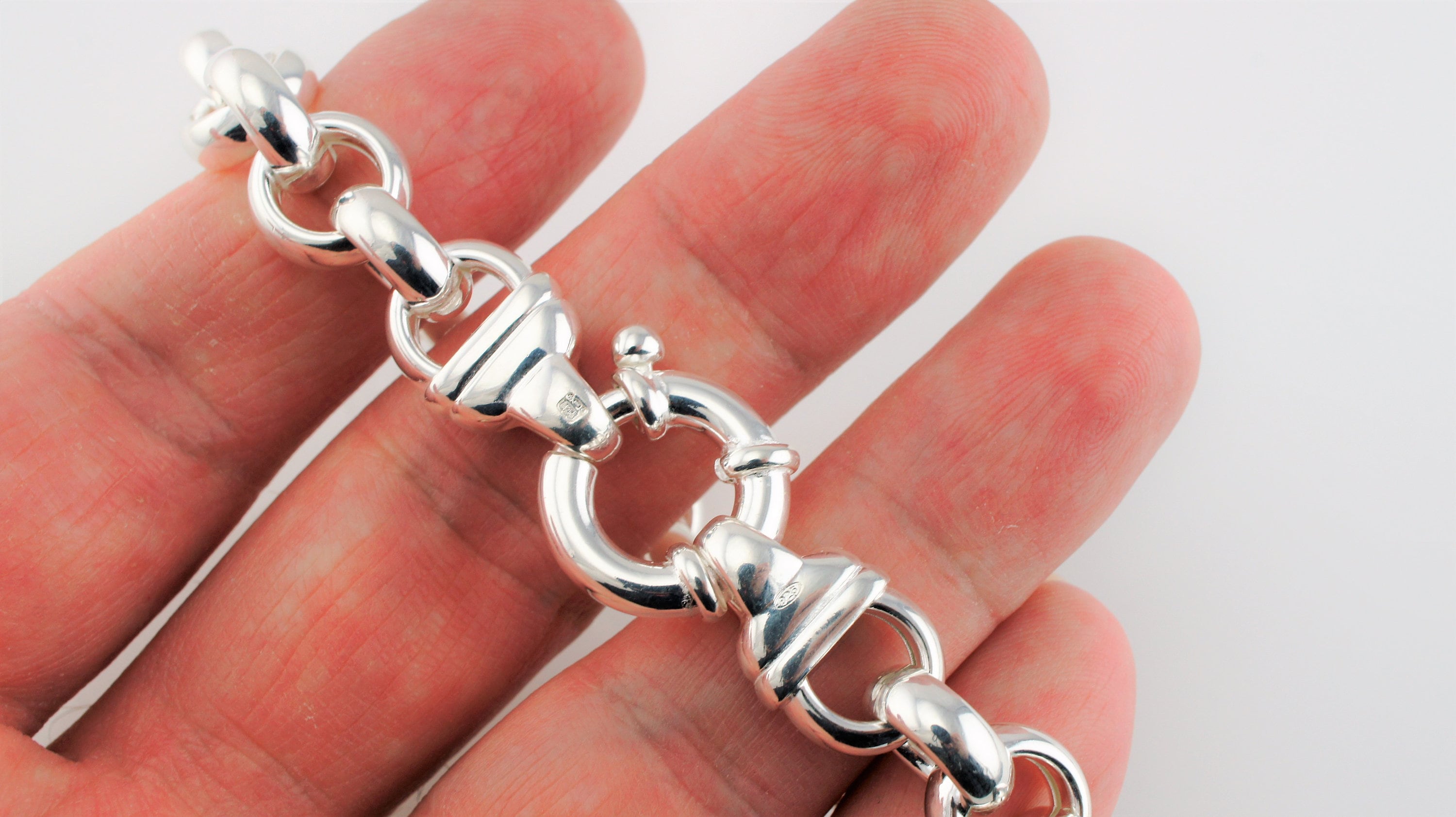 925 Sterling Silver Round Chunky Large Rolo Links Belcher | Etsy