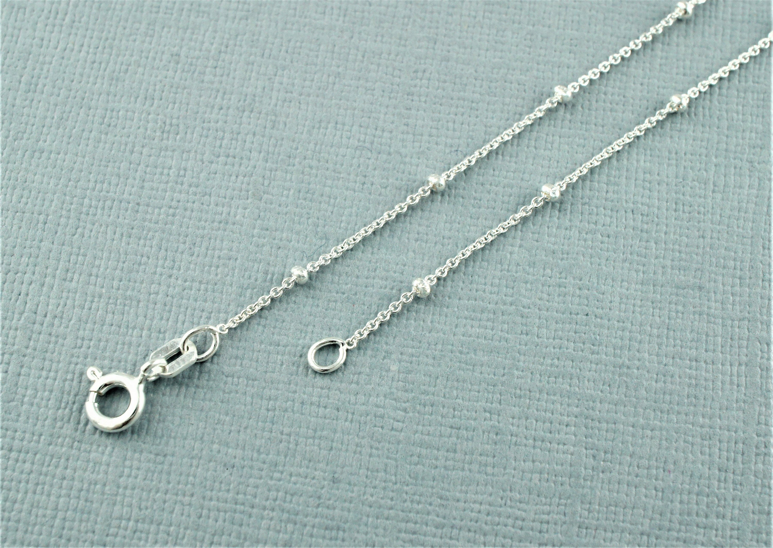 Dainty 925 Sterling Silver Beaded Chain Bracelet 7 | Etsy UK