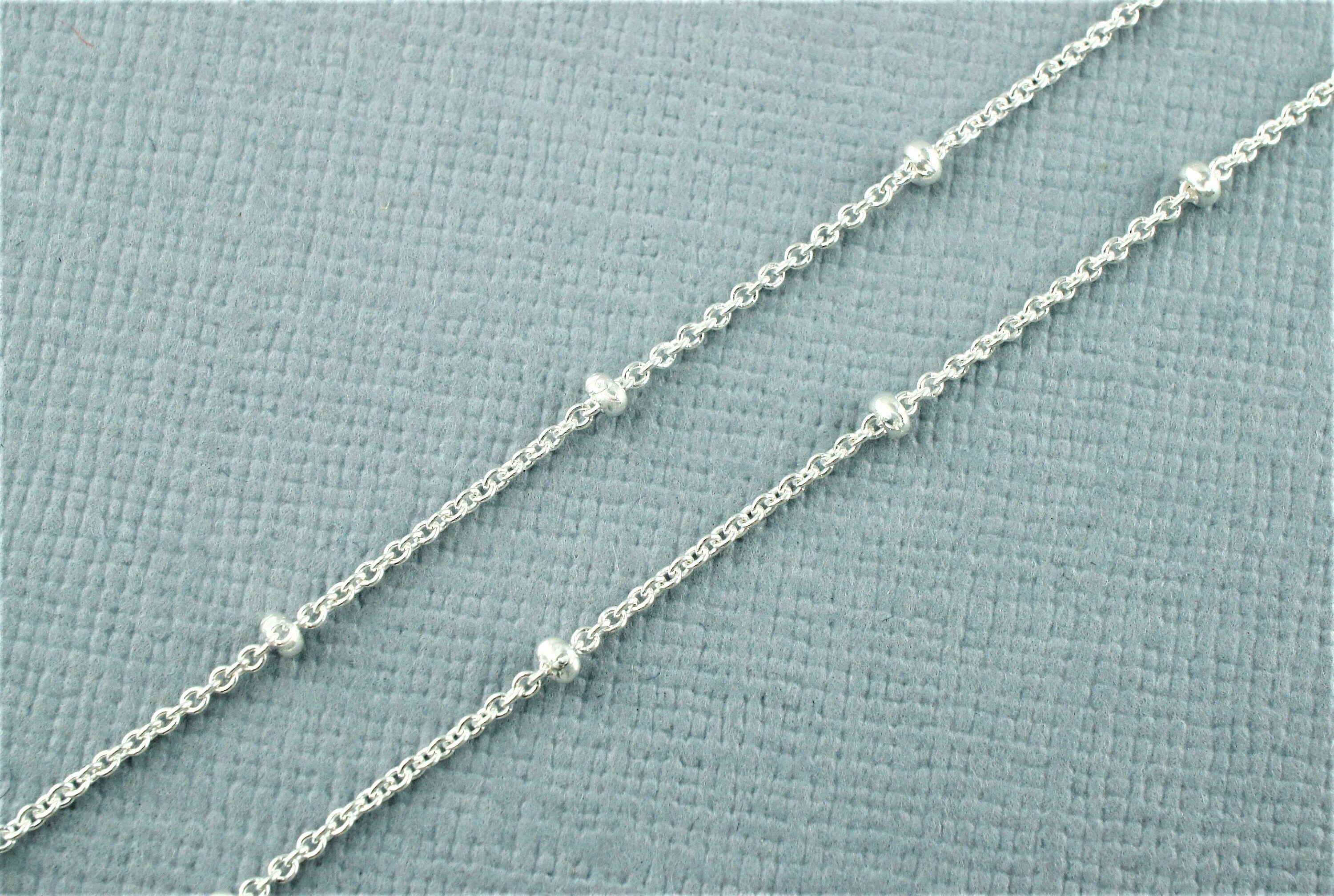 Dainty 925 Sterling Silver Beaded Chain Bracelet 7 | Etsy UK