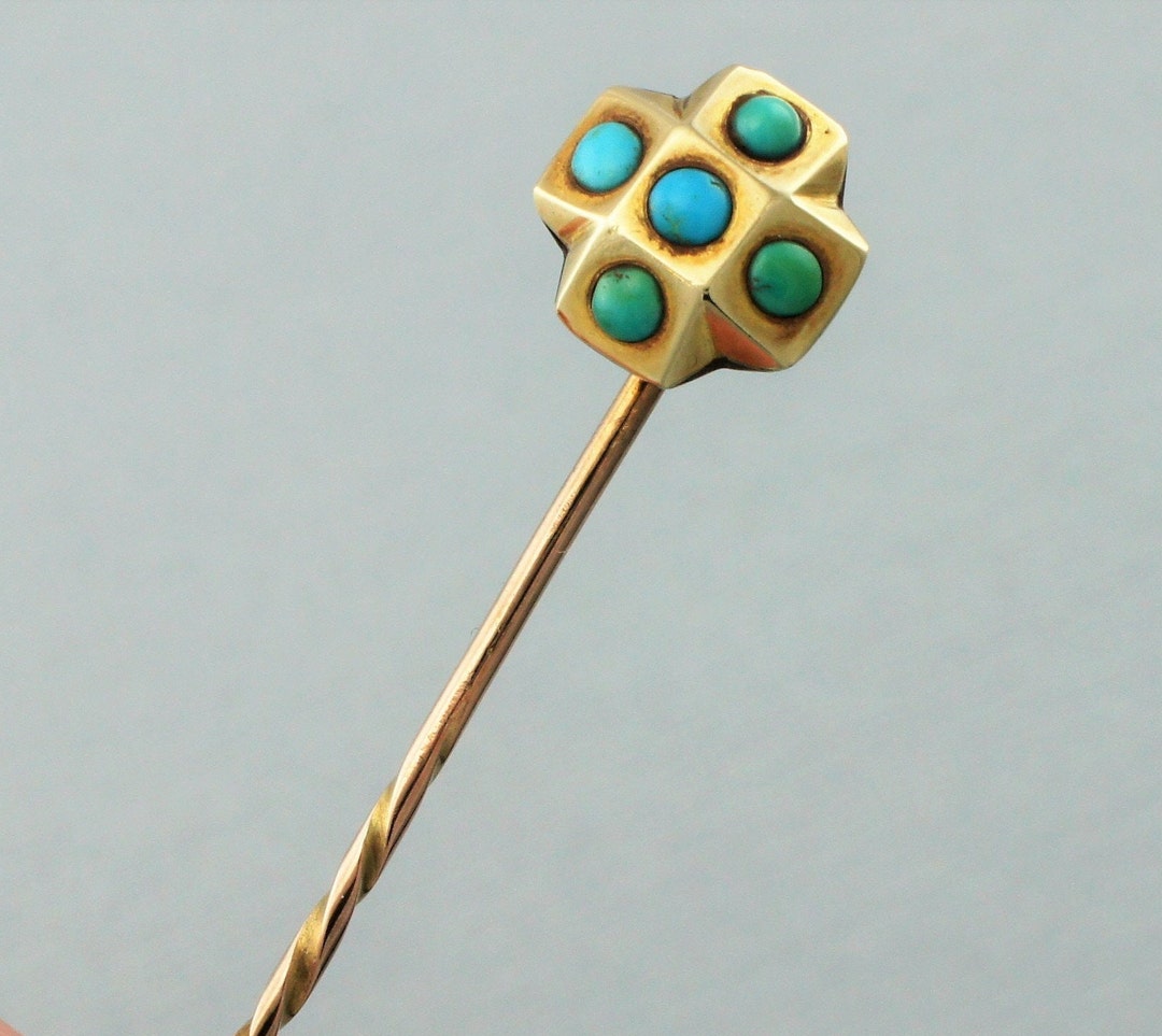 Antique Victorian Yellow Gold Turquoise Stick Pin - Etsy