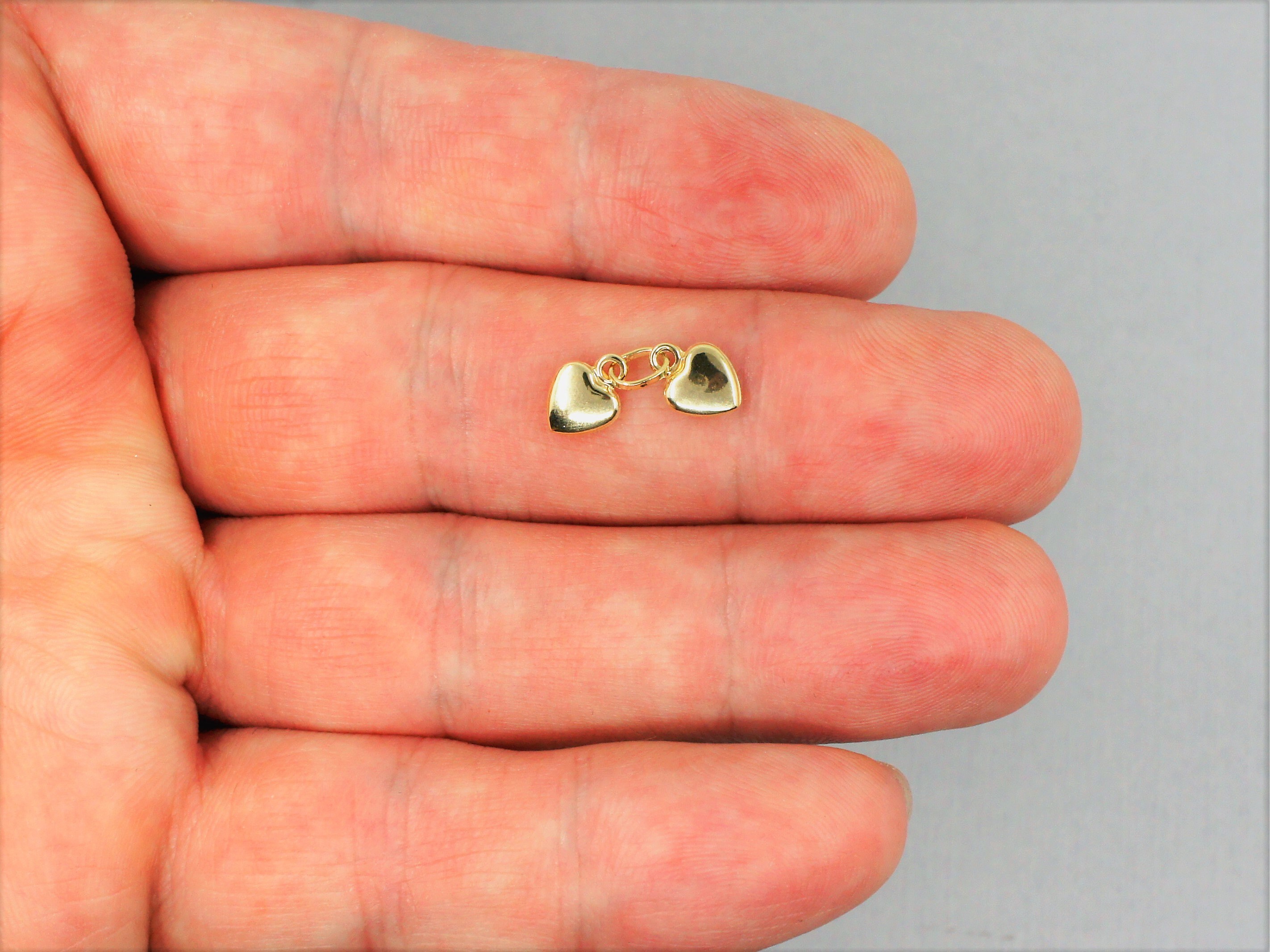 9ct Yellow Gold Double Heart Charm Gold Heart Pendant Two - Etsy