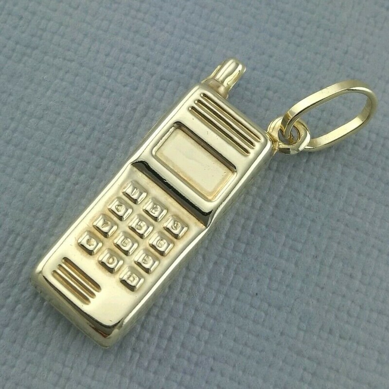 Phone Shaped Charm Gold - Etsy UK