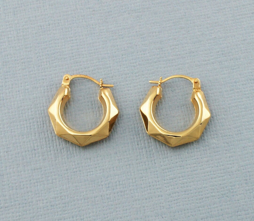 9ct Yellow Gold Patterned Creole Hoop Earrings | Gold Creole Earrings ...
