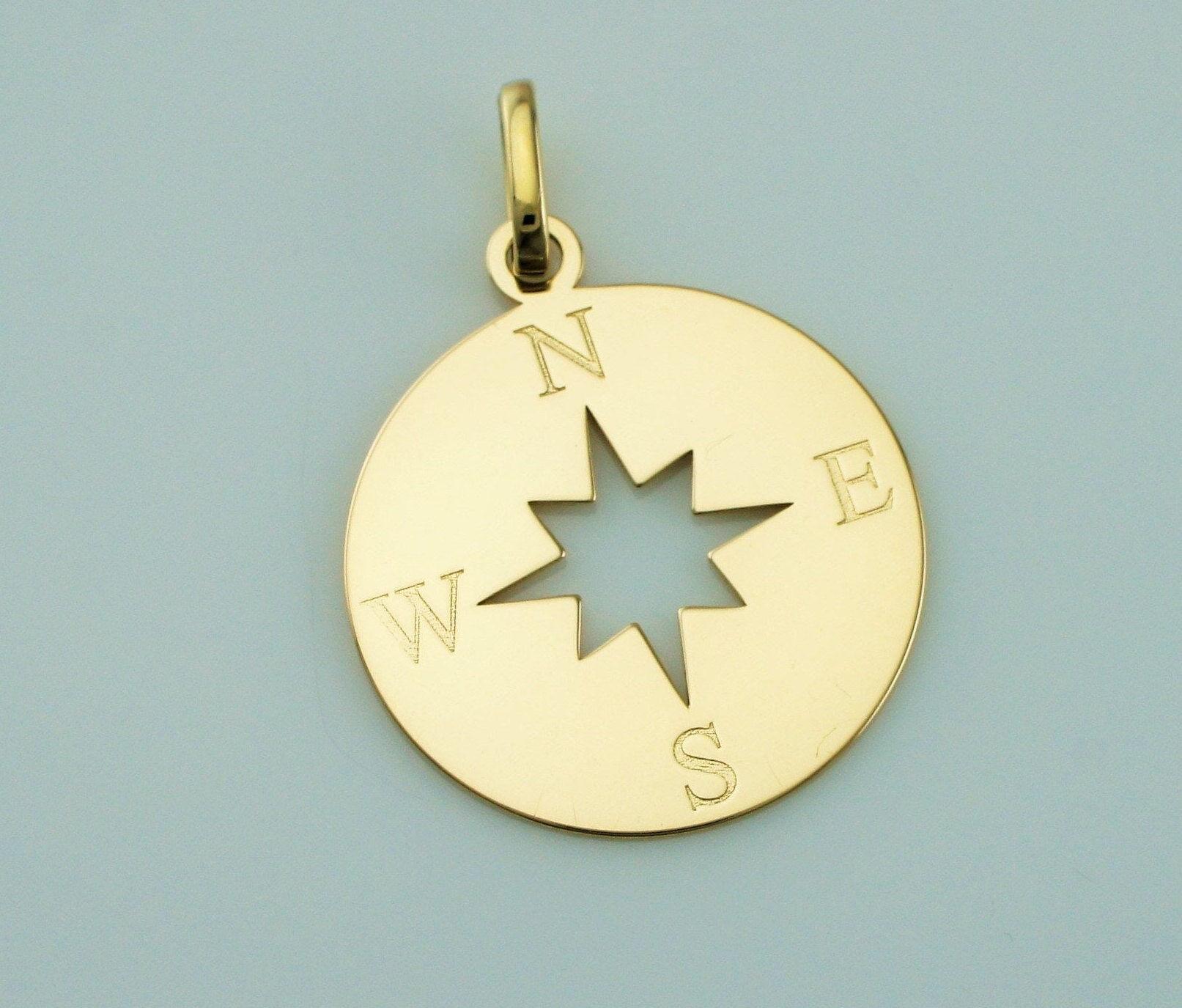 9ct Gold Navigation Compass Pendant Necklace / Charm / | Etsy