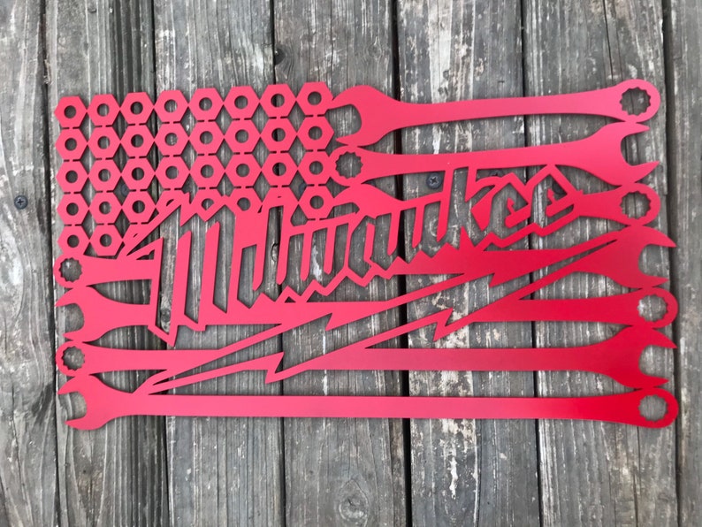 Milwaukee Tool Flag Stainless steel laser cut sign 14x8 1.5mm | Etsy