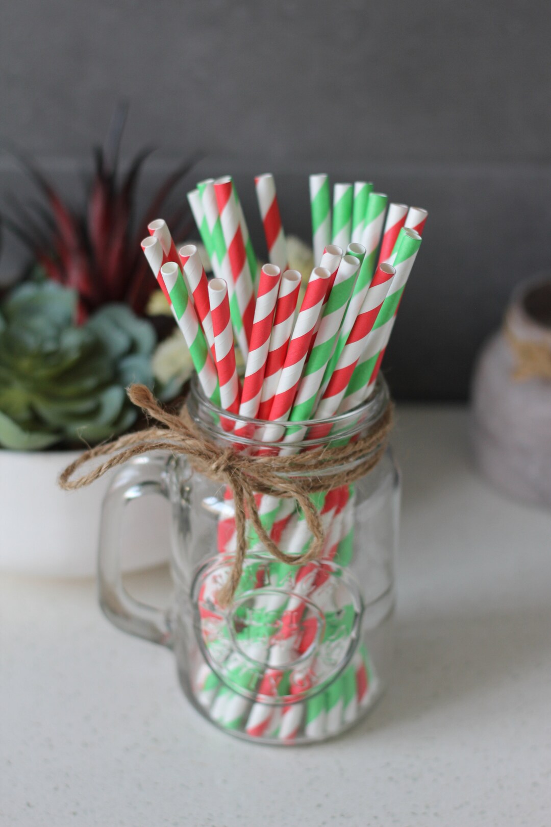 Paper Straw Pack Biodegradable Christmas Red and Green Mix - Etsy
