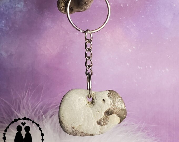 Natural Hag Stone Keychain Key Ring Key Fob Lake Michigan Genuine Odin ...