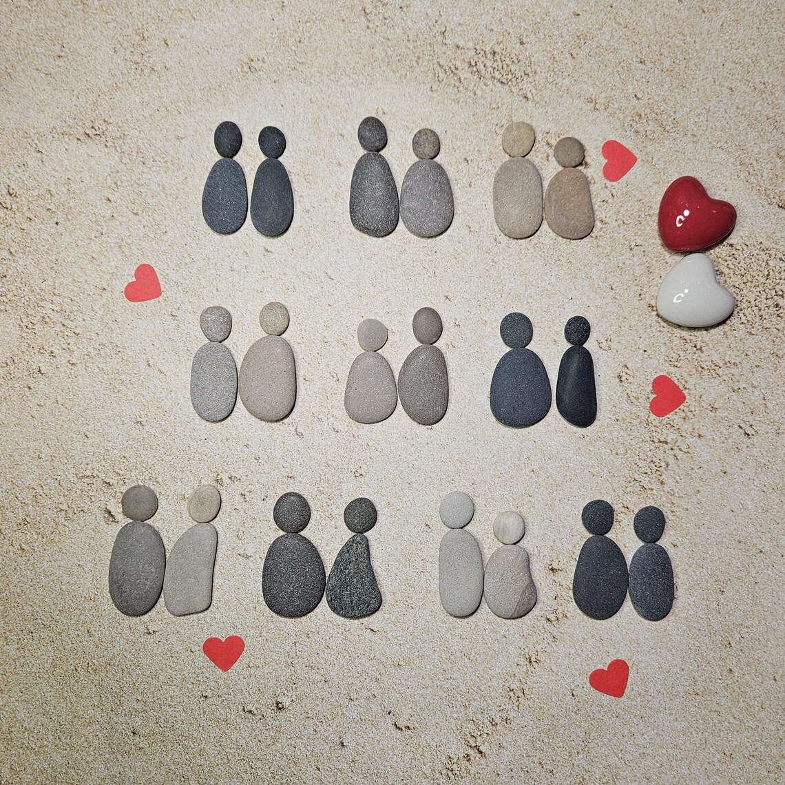 Pebble Couples 20 People (20 Oval + 20 Round) Smooth Flat Beach Rocks ...
