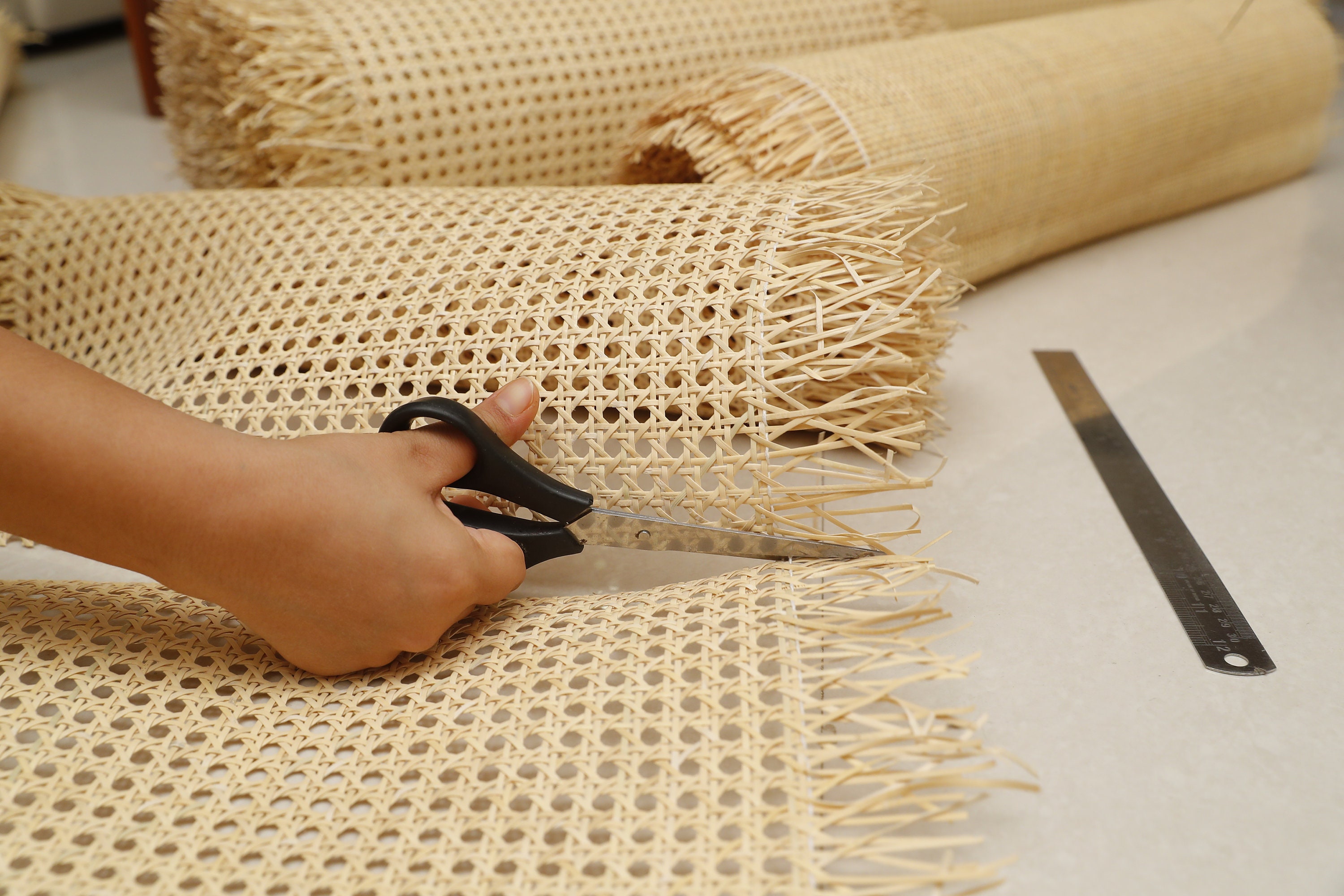 18/36 Width Natural Rattan Cane Webbing Premium Mesh W18''/36'' X 1m/2m ...