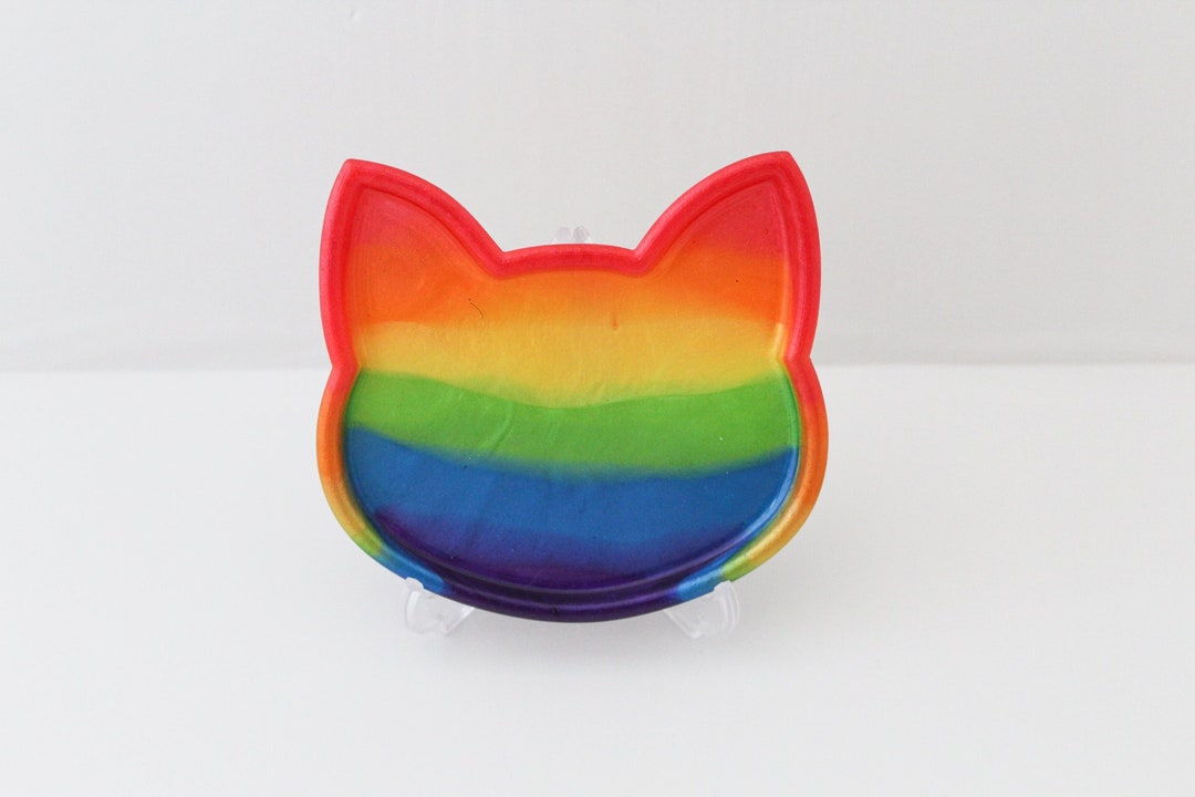 Large Cat Head Trinket Tray / Ring Tray Rainbow - Etsy