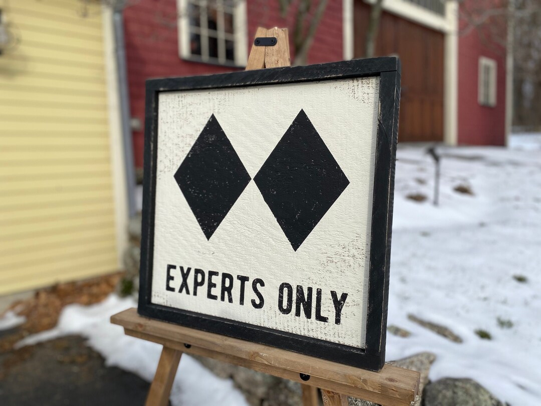 Experts Only Ski Sign - Rustic Wooden Decor for Ski Lodge & Cabin ...
