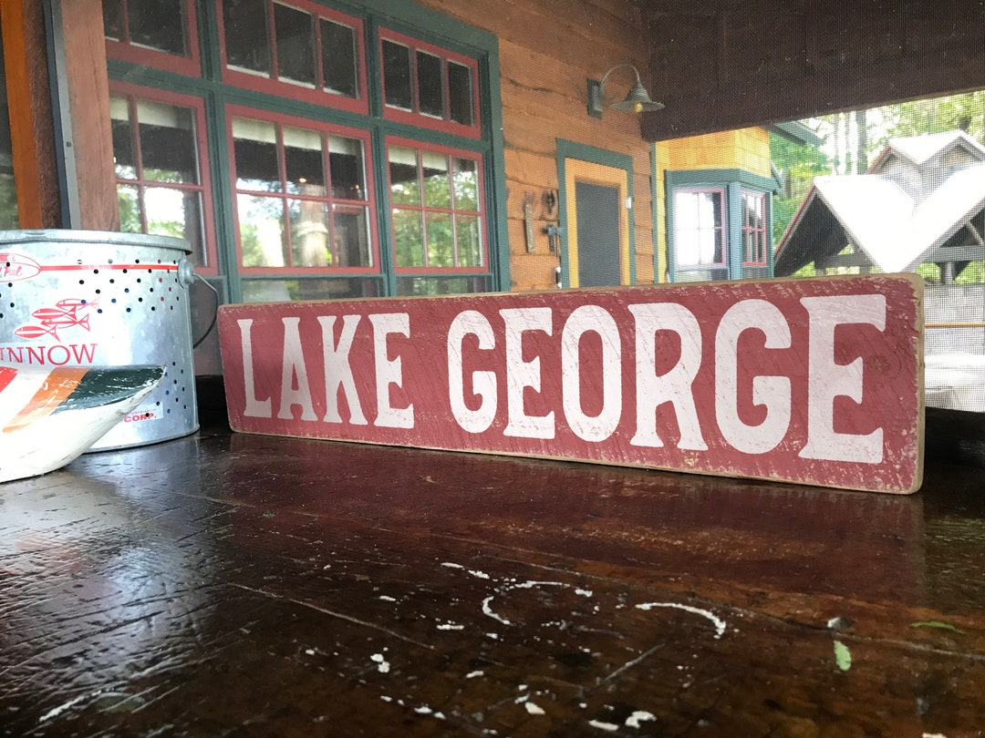 Lake George Rustic Wood Sign - Etsy