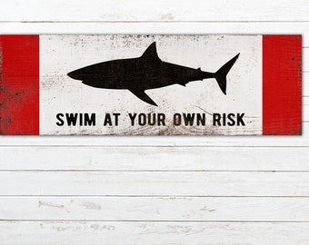 SHARK Don't Pee in POOL SIGN Deck Tropical Tiki Swimming Plaque Decor ...