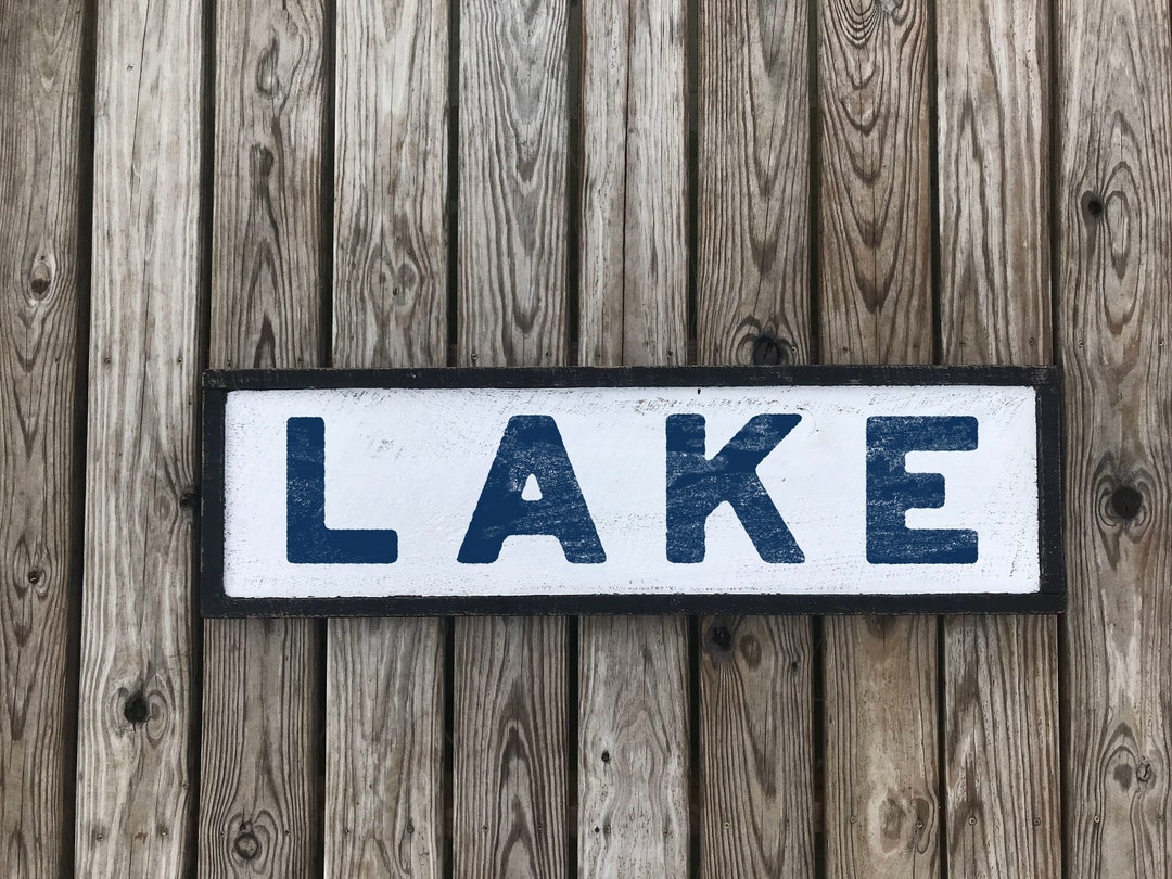 Solid Wood Lake Sign, Rustic Barn Board Camp Décor, Hand Painted Sign ...
