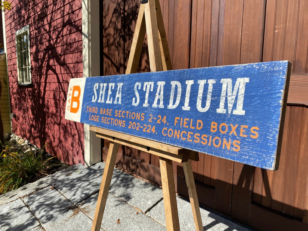 Shea Stadium Wood Sign: Handcrafted Vintage NY Mets Wall Decor - Etsy