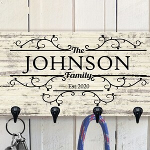 Personalized Family Key Holder Custom Wood Key Hanger for Wall Last ...