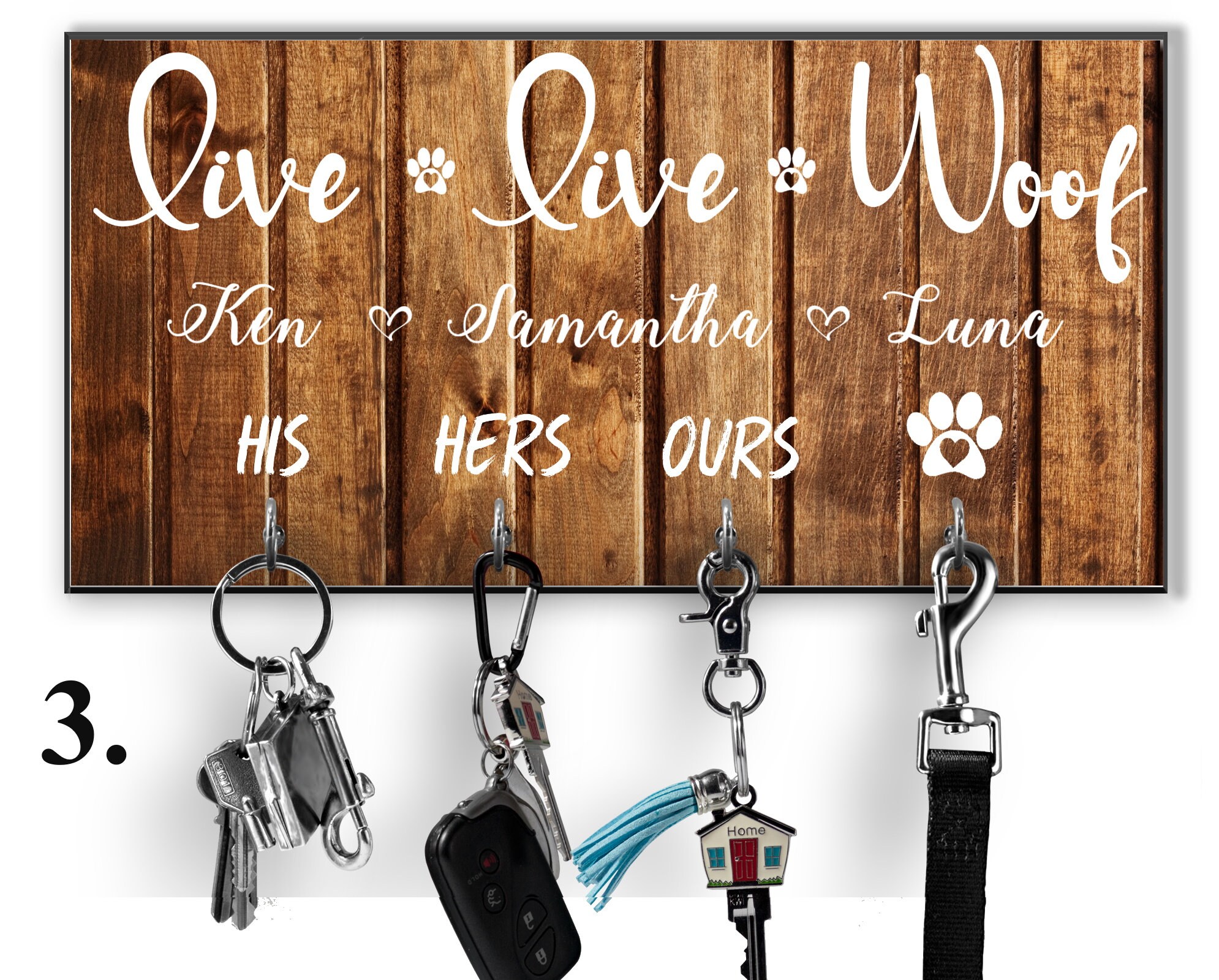 Personalized Family Dog Leash and Key Wall Hanger-housewarming Gift Dog ...