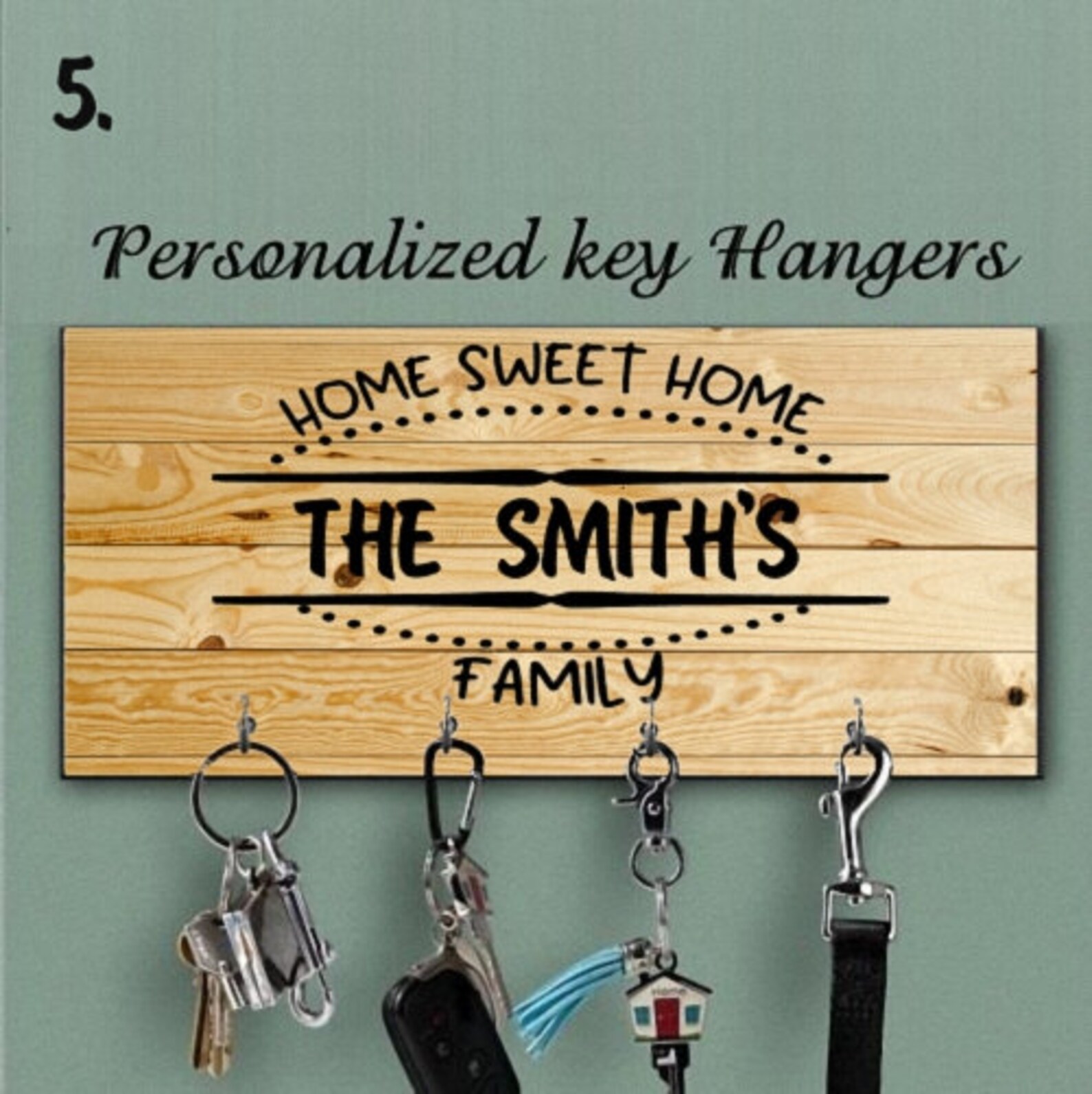 Personalized Family Key Holder for Wall Home Sweet Home Key - Etsy