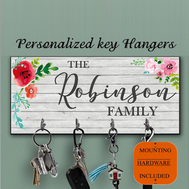 Personalized Key Holder Floral Key Holder Entryway - Etsy