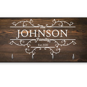 Personalized Family Key Holder Custom Wood Key Hanger for Wall Last ...