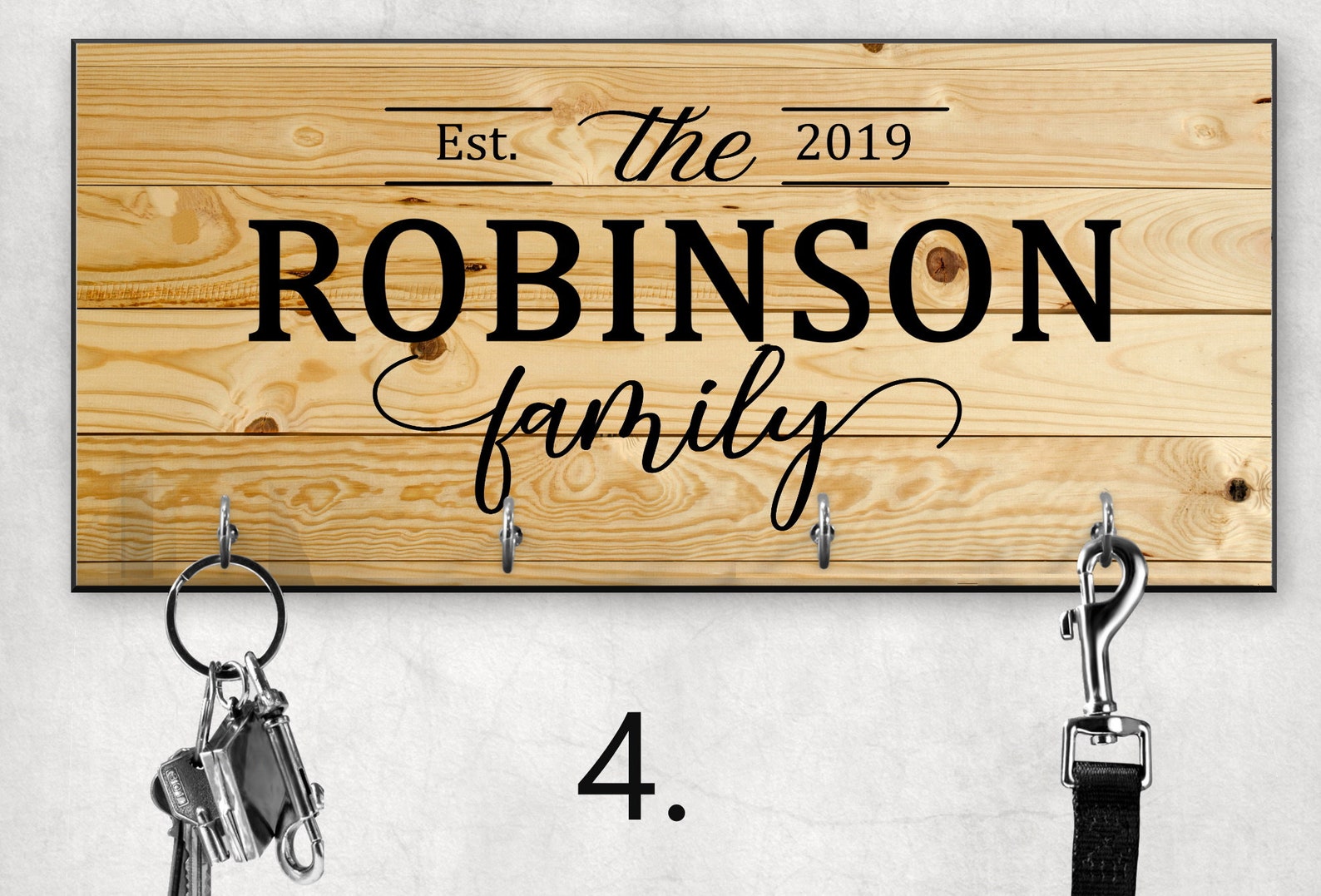 Personalized Family Key Holder for Wall Dog Leash Hooks House | Etsy