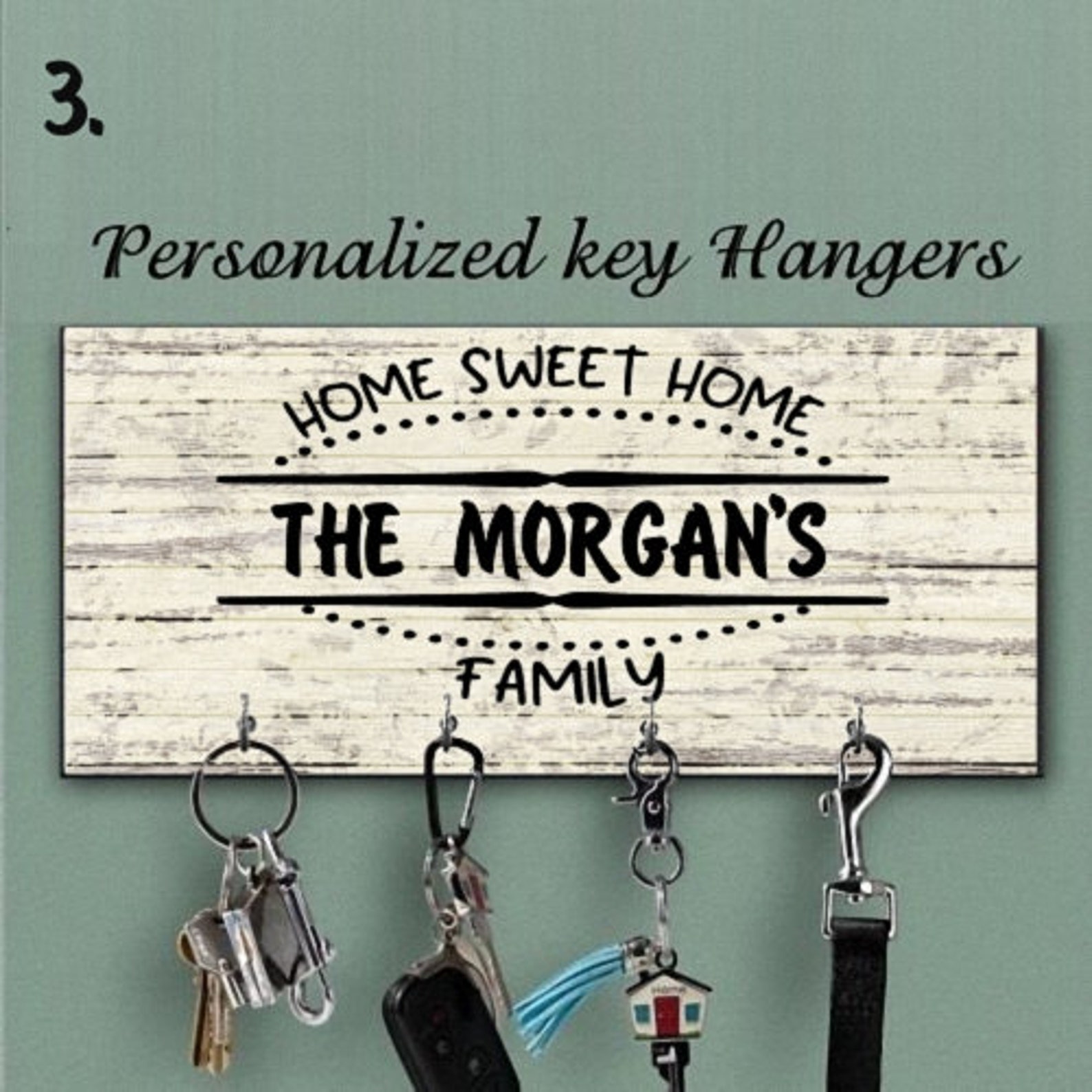 Personalized Family Key Holder for Wall Home Sweet Home Key - Etsy