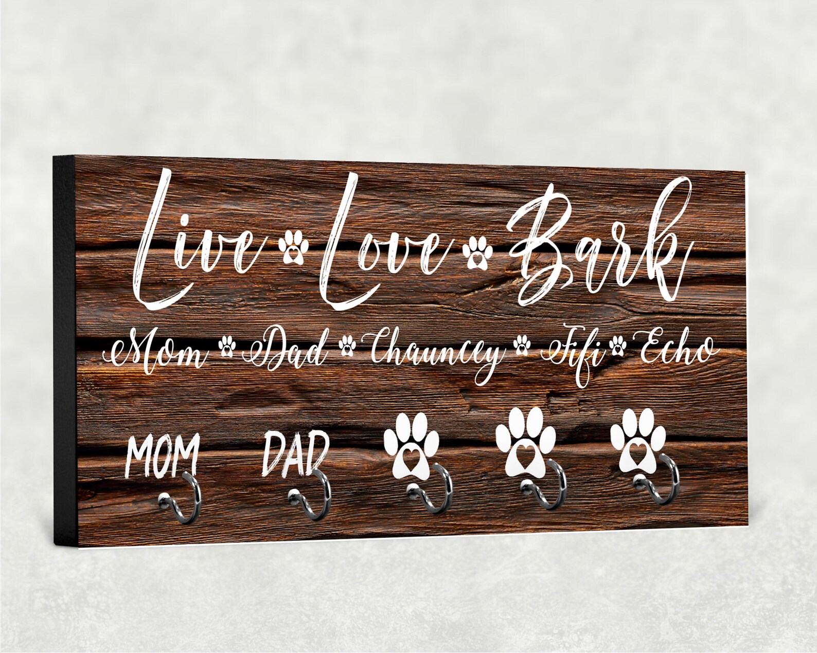 Personalized Family Dog Lovers Key Holder for Wall Custom Wood Key ...