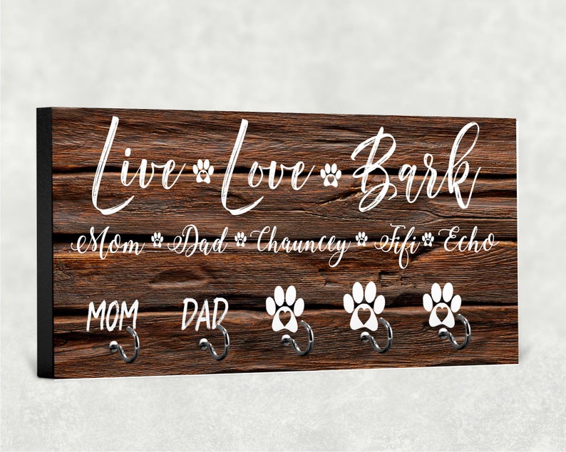 Personalized Family Dog Lovers Key Holder for Wall Custom Wood Key ...