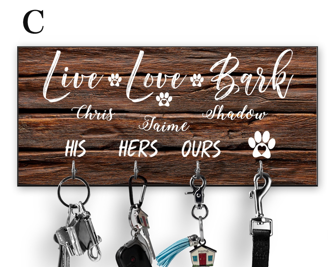 Personalized Family Dog Lovers Key Holder for Wall Custom Wood - Etsy