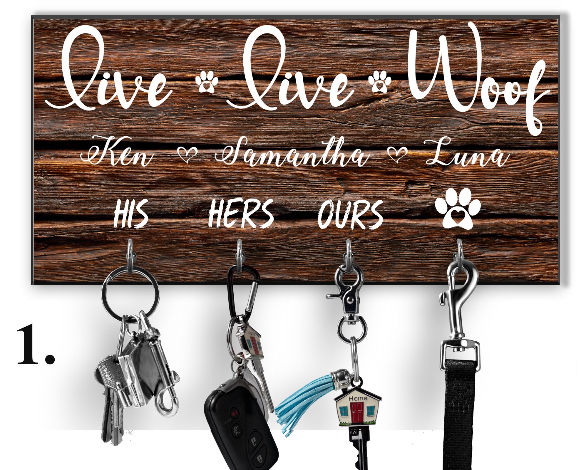 Personalized Family Dog Leash and Key Wall Hanger-housewarming Gift Dog ...