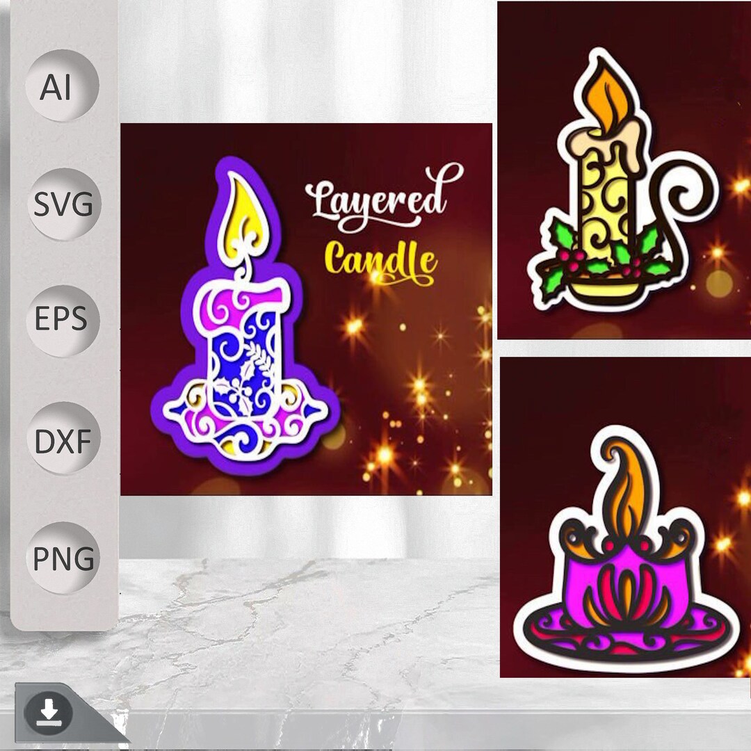 Multilayer Candles Laser Cut Files 3D Craft Layered Craft 3D Candles - Etsy