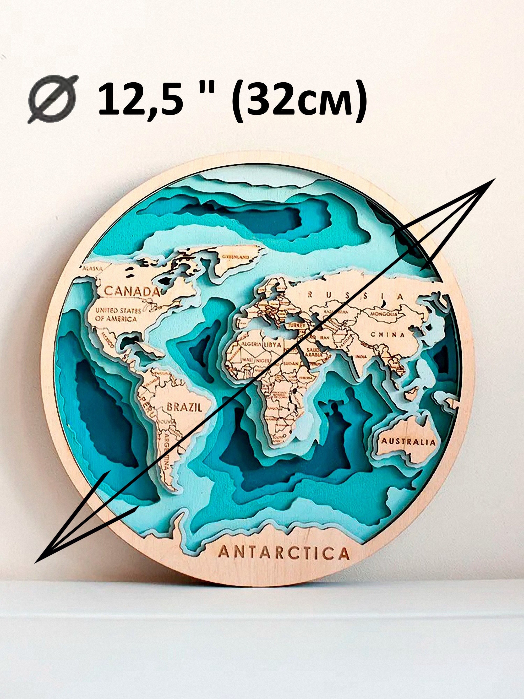 3d Wooden Map of the World, Multi -layer Panel 3D Wood World Map 5 ...