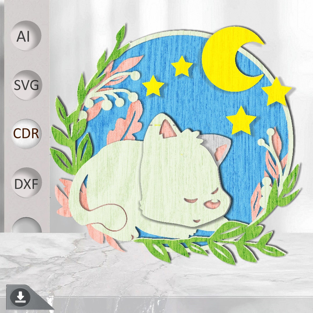 Сat Multi Layered Laser Cut Files Сat Multilayer SVG Сat Cut File 3D ...