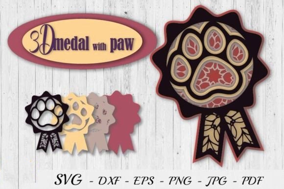 3D Layered Dog Medal Multilayer SVG Dog Cut File Plywood Cutting Paper ...