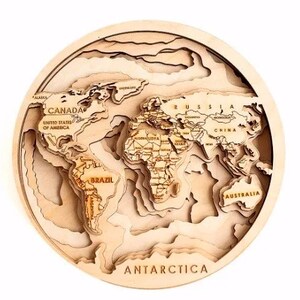 3d Wooden Map of the World, Multi -layer Panel 3D Wood World Map 5 ...