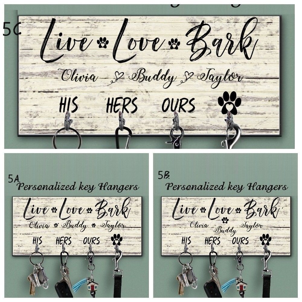 Dog Lovers Key Hanger- Custom Wood Key Holder for Wall- Personalized ...