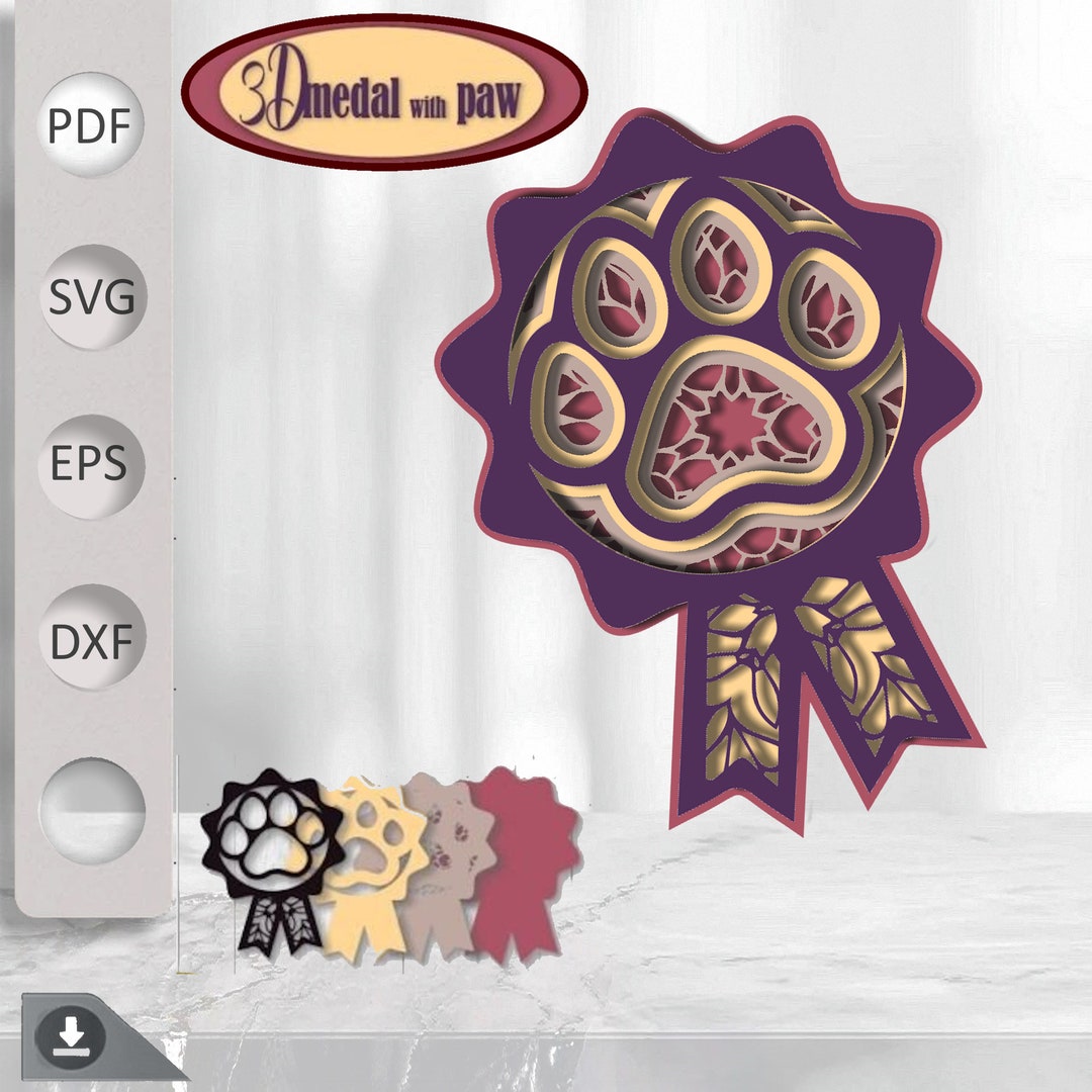 3D Layered Dog Medal Multilayer SVG Dog Cut File Plywood Cutting Paper ...