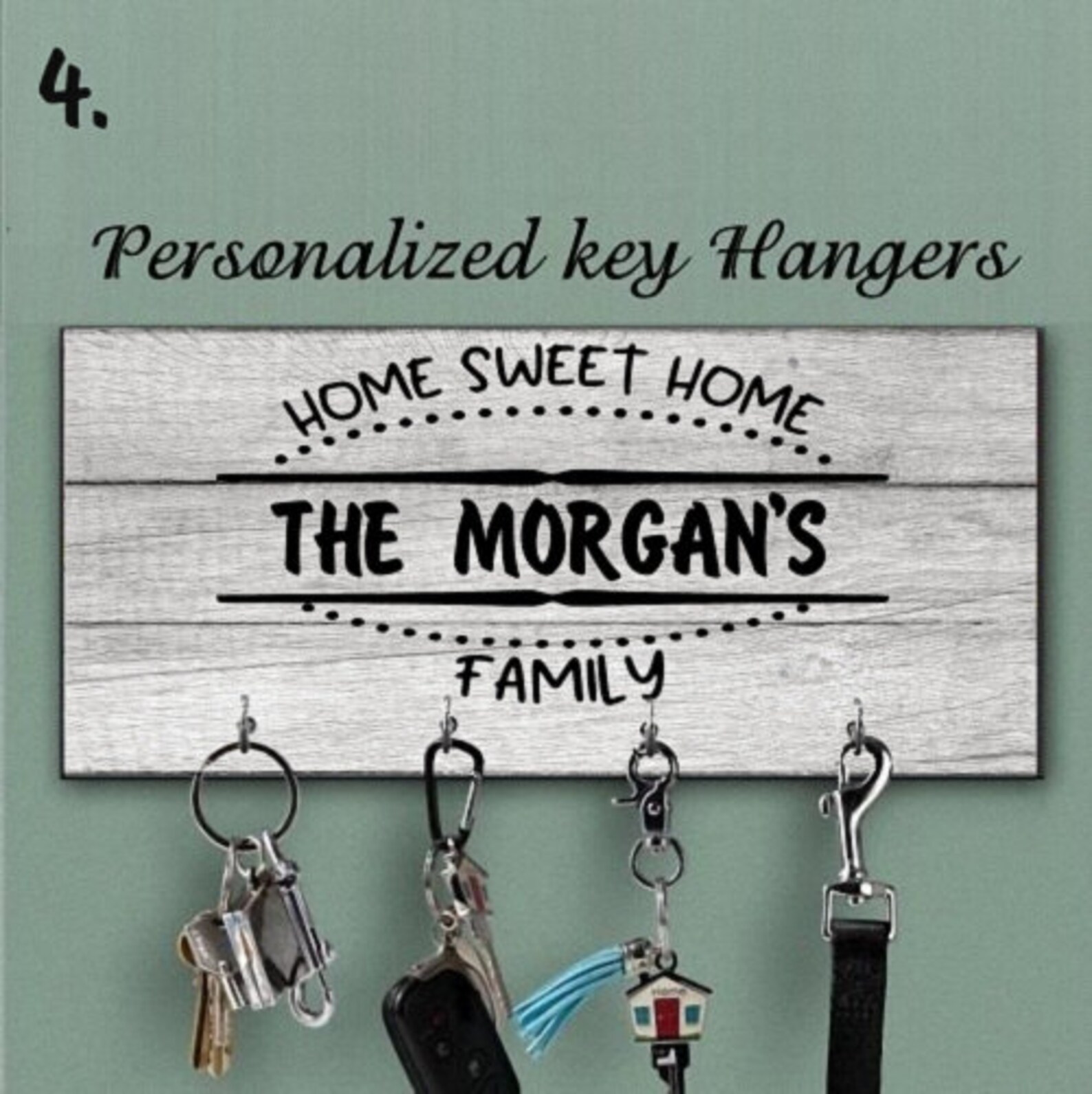 Personalized Family Key Holder for Wall Home Sweet Home Key - Etsy