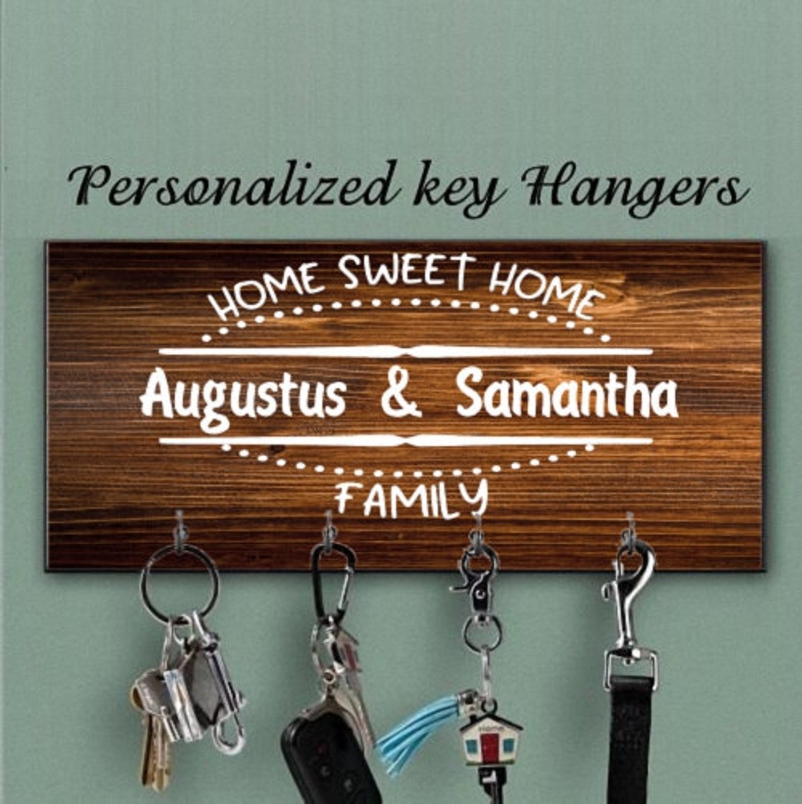 Personalized Family Key Holder for Wall Home Sweet Home Key - Etsy